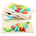 Wooden Cartoon Number & Animal Puzzle for Kids, Montessori Early ...
