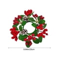 Artificial Red Berry Candleholder Wreath | Round & Pointed Leaf Design ...