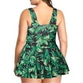 Womens High Waisted Plus Size Ruched One Piece Swimdress Tummy Control