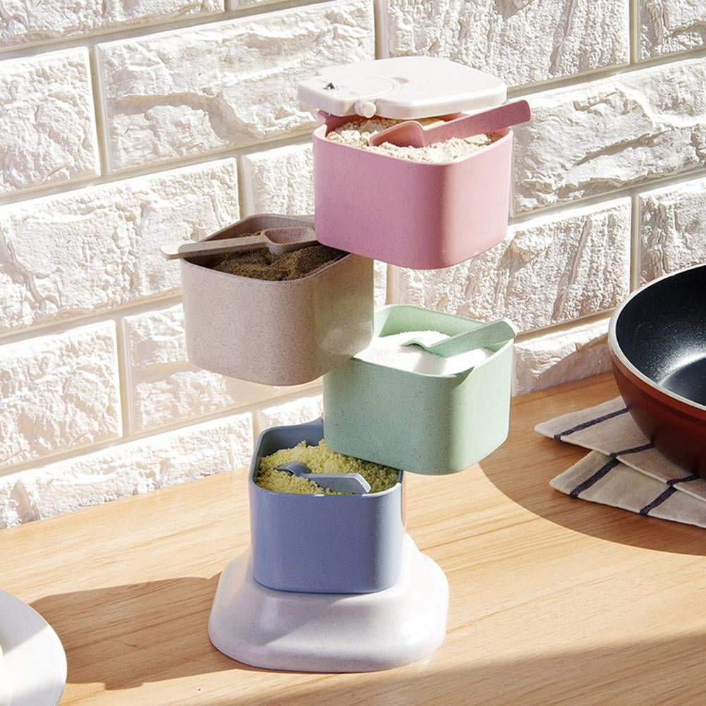 Garosa Seasonings Box, Multi-Tier Rotating Spice Rack Seasoning Box ...