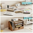 Multi-Tier Wood Desk File Organizer with Side File Rack, 3 Tray Shelves ...