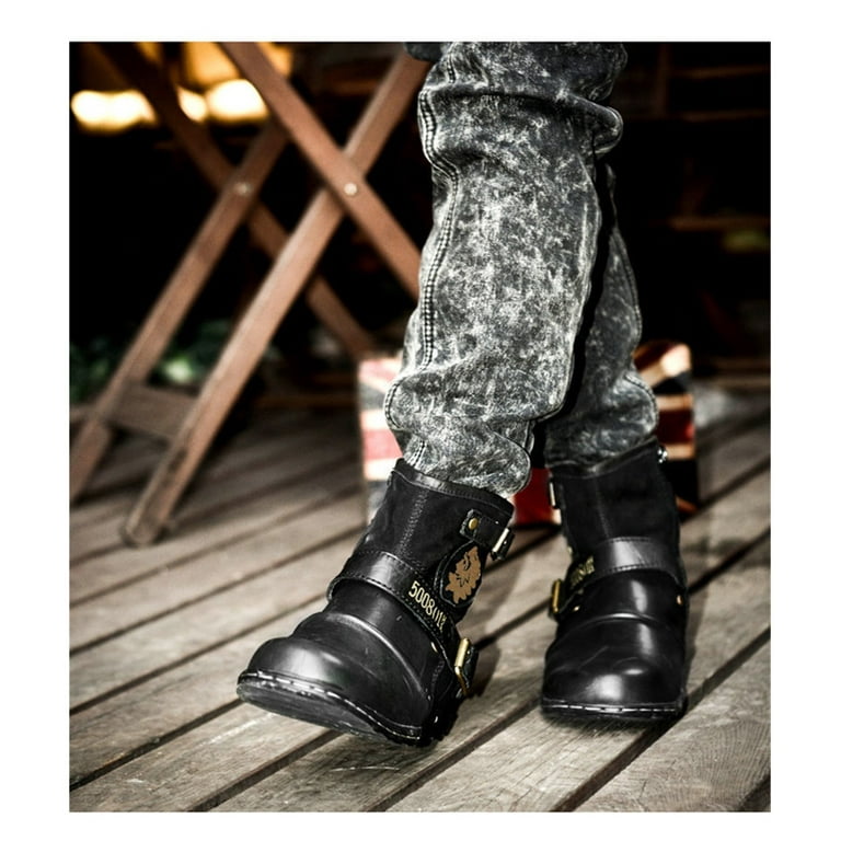 Moto Boots for Men Ankle Motorcycle Boots Fashion Zipper-up Moto Boots for Men Ankle Motorcycle Boots Fashion Zipper-up