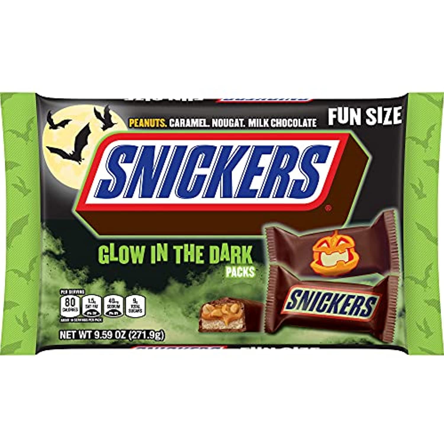 Snickers Chocolate Bars Glow In The Dark Fun Size Halloween Candy Trick ...