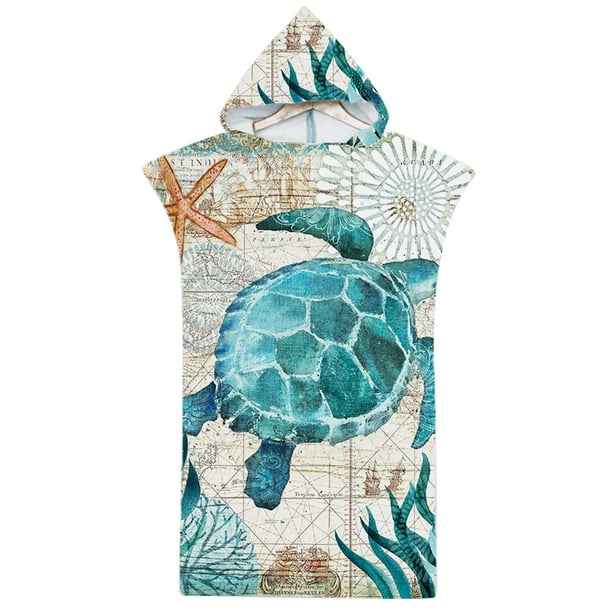 Beach Towel Poncho, Surf Poncho Women and Men, Ocean Animal Print ...