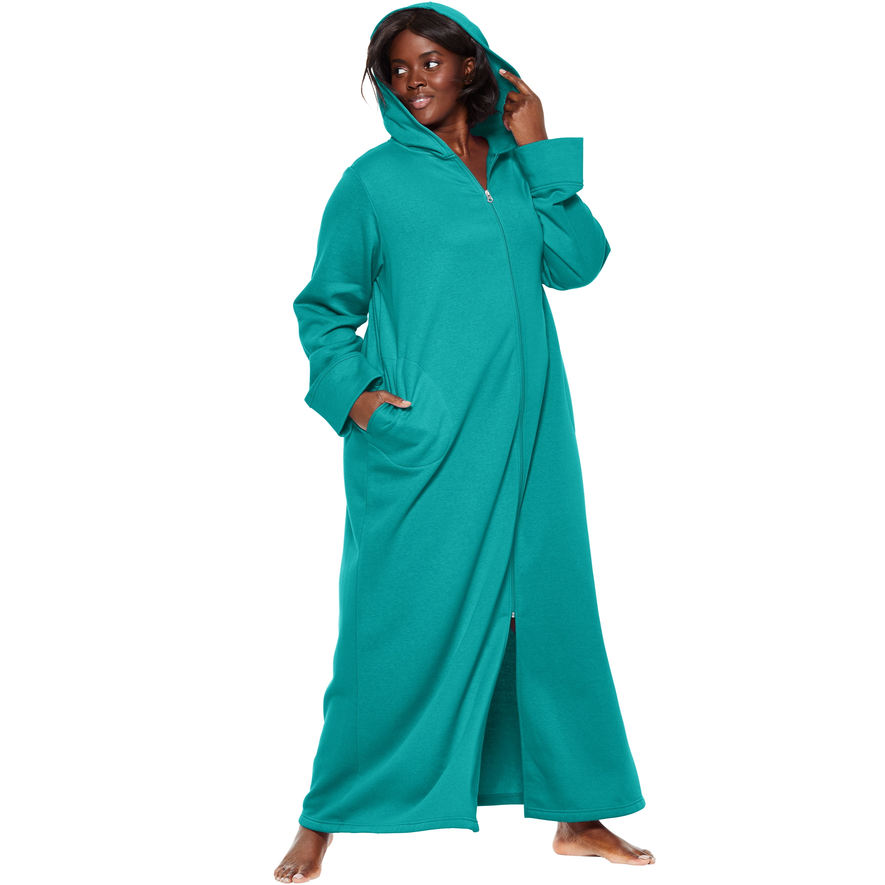 Dreams & Co. Plus Size Hooded Fleece Robe - Walmart.com