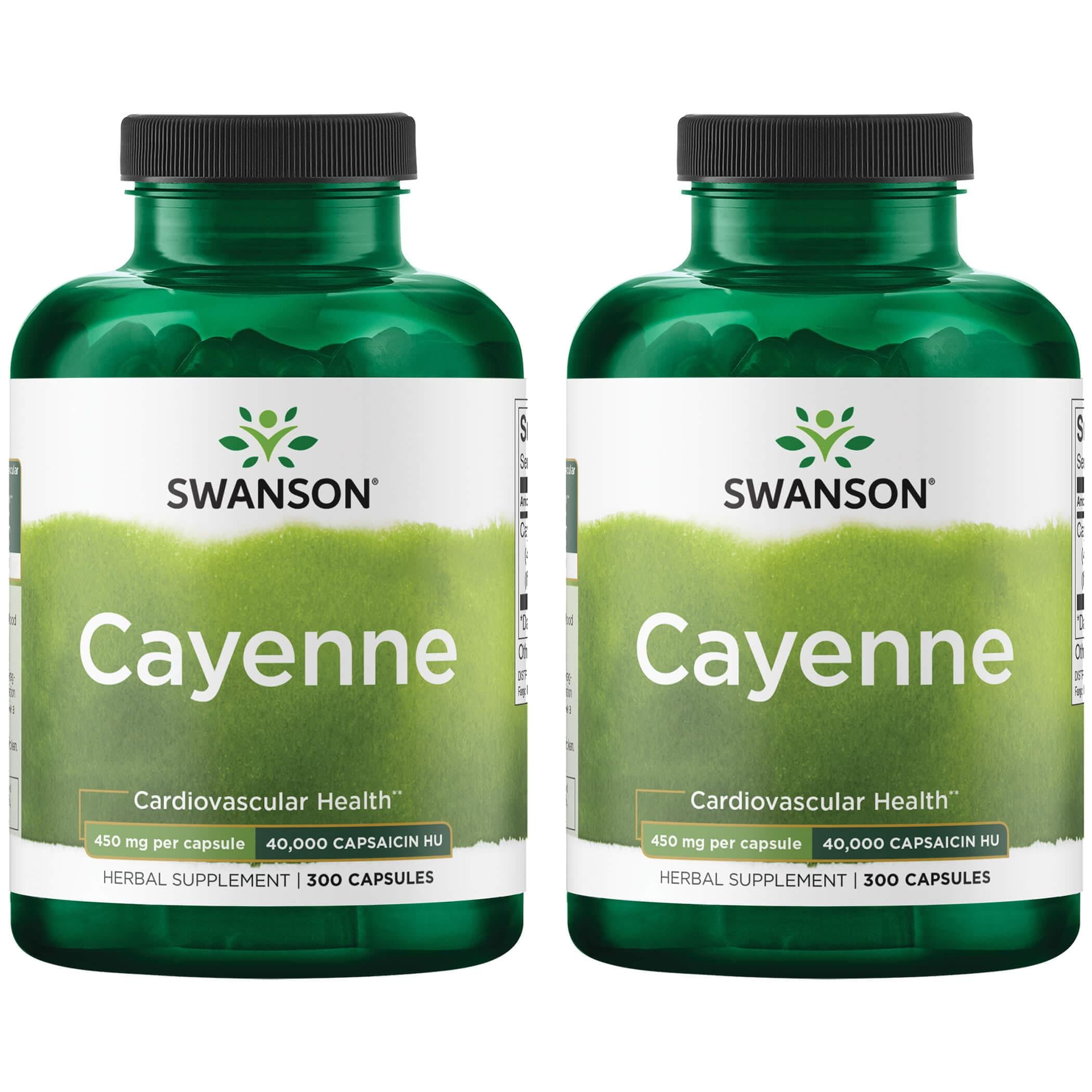 Swanson Cayenne - 40,000 Capsaicin Hu/G 450 mg 300 Caps 2 Pack ...