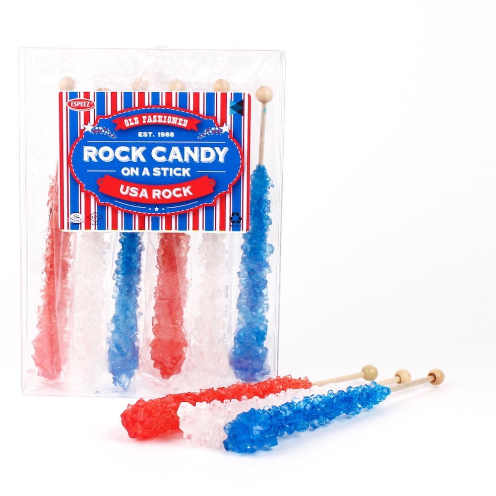 Extra Large Rock Candy Sticks: 6 USA Lollipops - Red - White - Blue ...