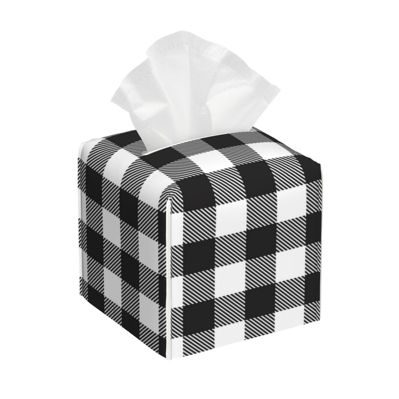 Fotbe Black White Plaid Porta Pañuelos Decorativo de Cuero, Caja ...