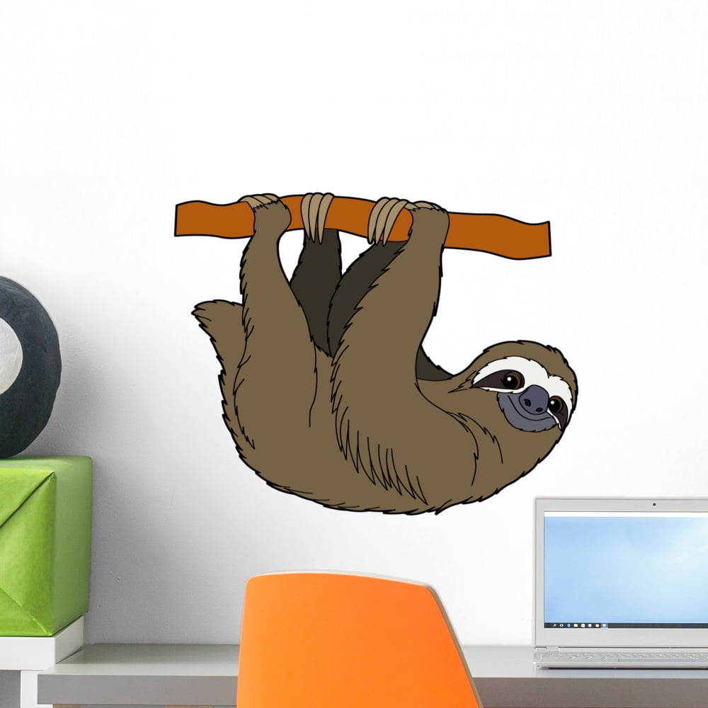 Cartoon Animal Sloth Flat Wall Mural by Wallmonkeys Peel and Stick ...