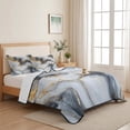 78x90in Quilt Bedding Set, Abstract Natural Marble Texture Lightweight ...