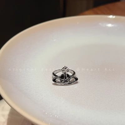Anillo abierto con diseño de nicho moderno y femenino con cara que ...
