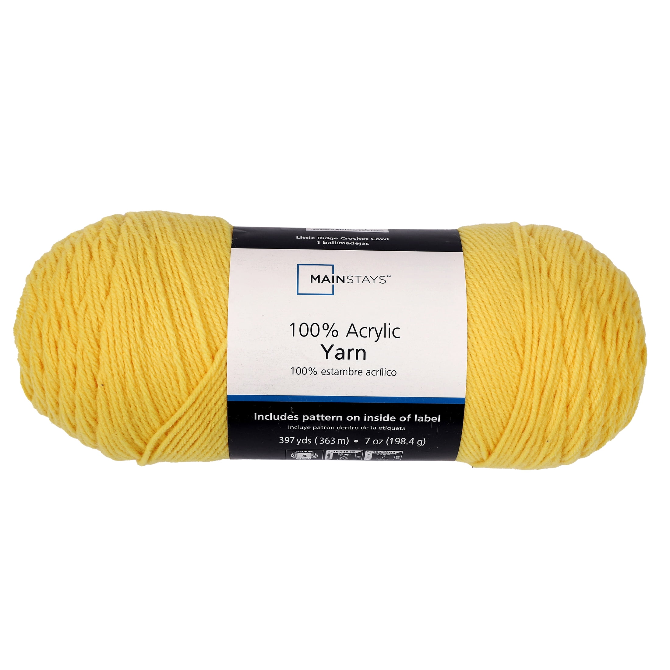Mainstays Medium Acrylic Yellow Yarn, 7 Oz 397 Yards - Walmart.com
