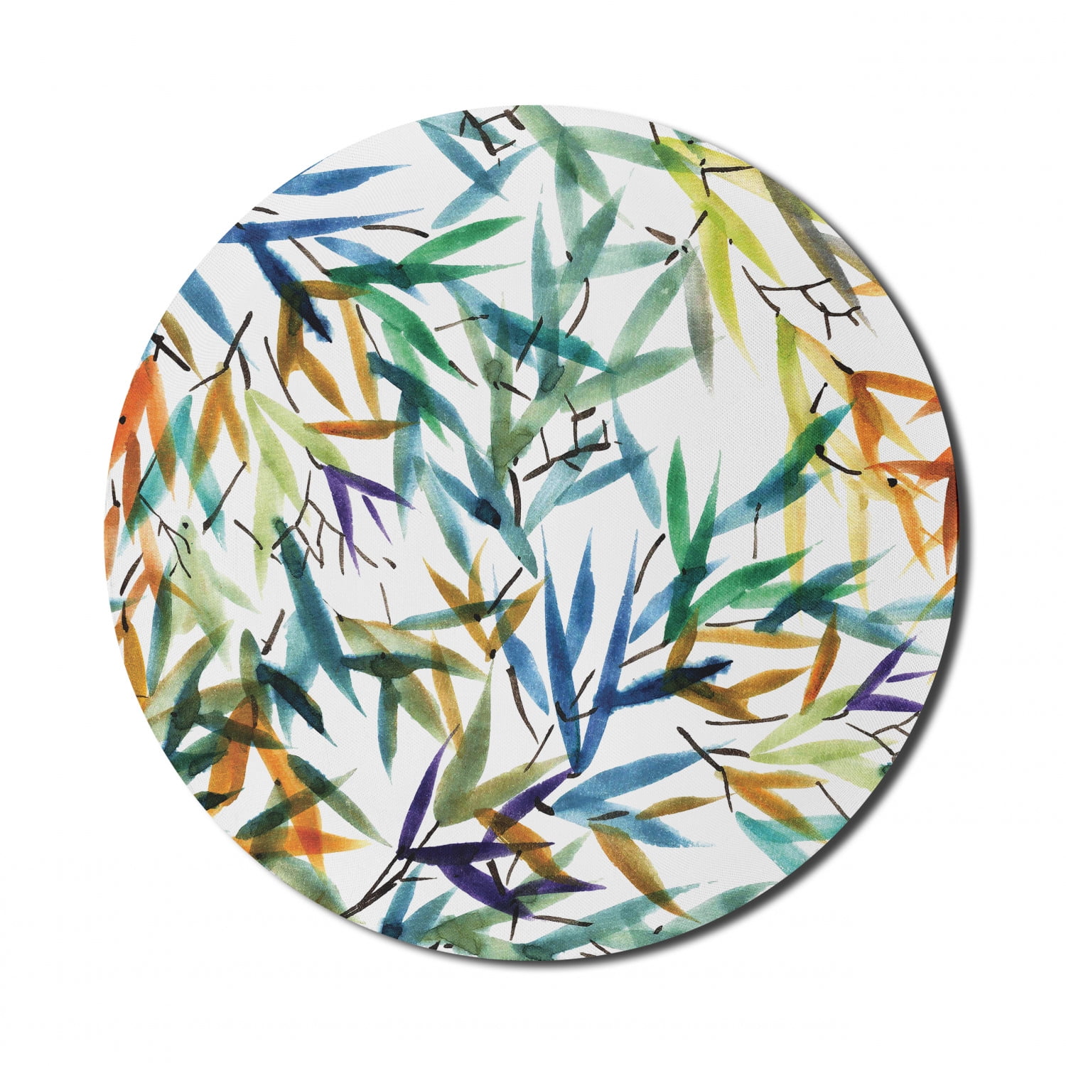Traditional Mouse Pad for Computers, Colorful Bamboo Tree Leaves Hand ...