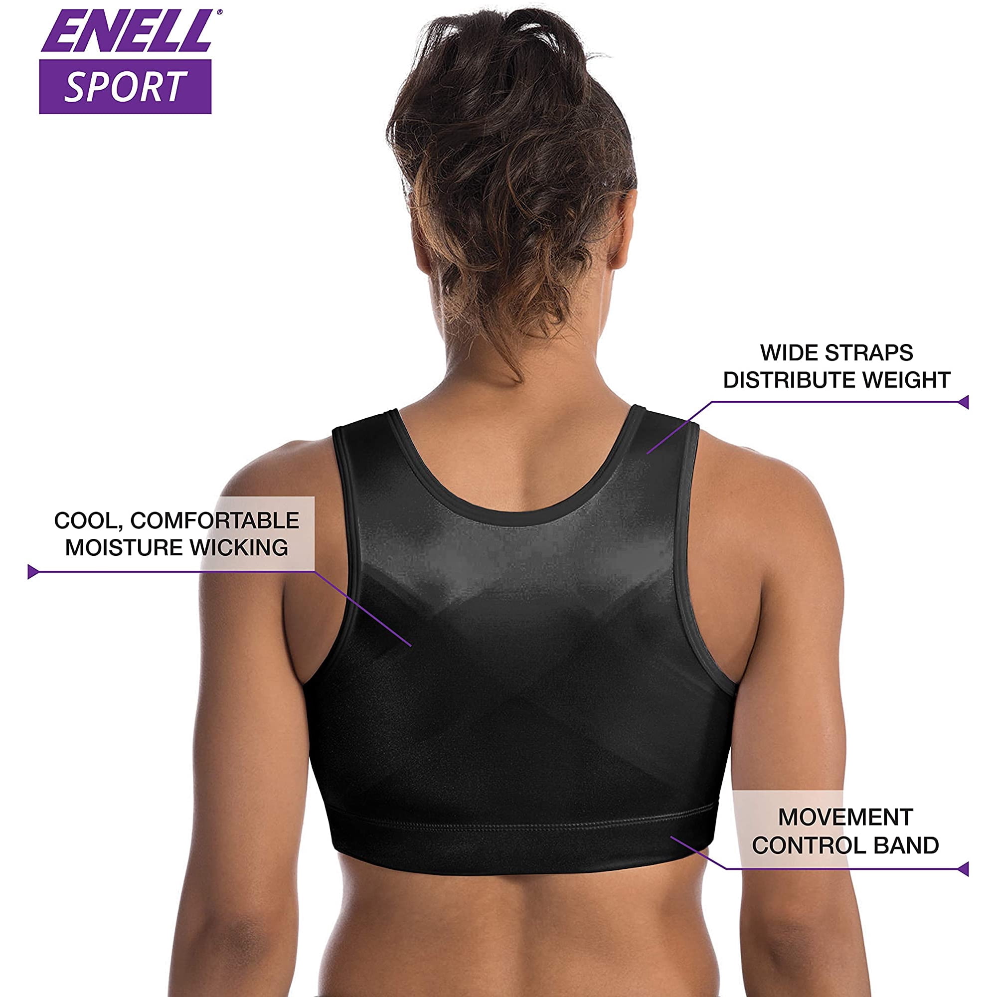 ENELL Black Full Figure High Impact Plus Size Sports Bra Bundle ...