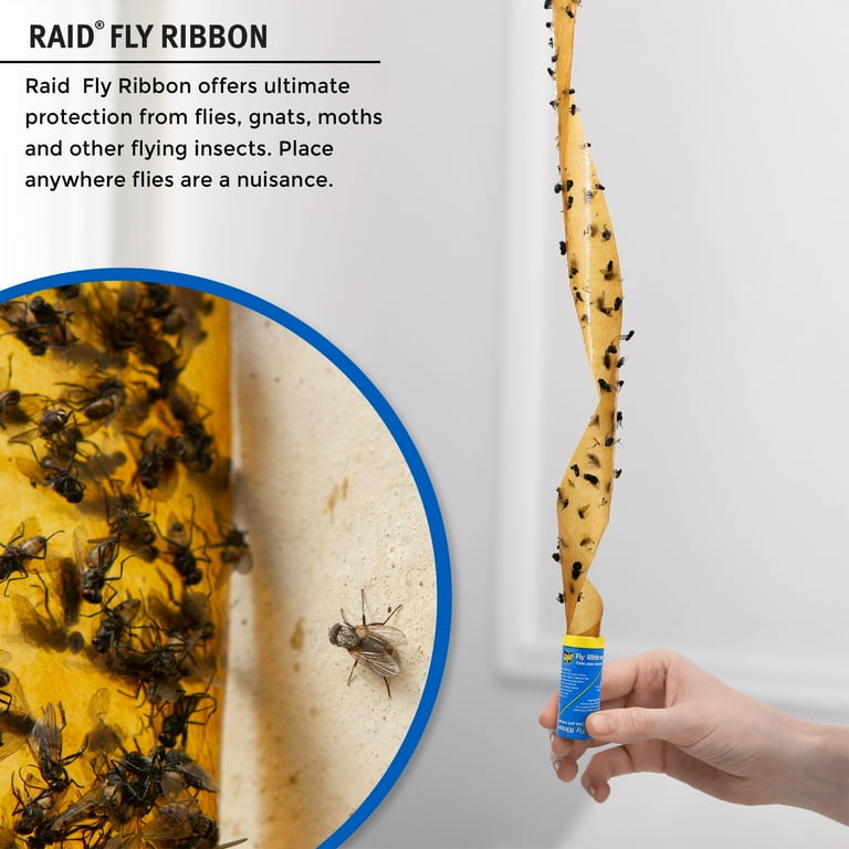 Raid Fly Ribbons Indoor Sticky Fly Traps Effective for Home Kitchen 4 Count Walmart