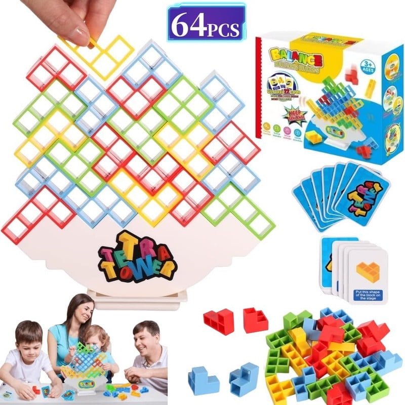 Click here for Pecoda 64 Pcs Tetra Tower Game Balance Stacking Bl... prices