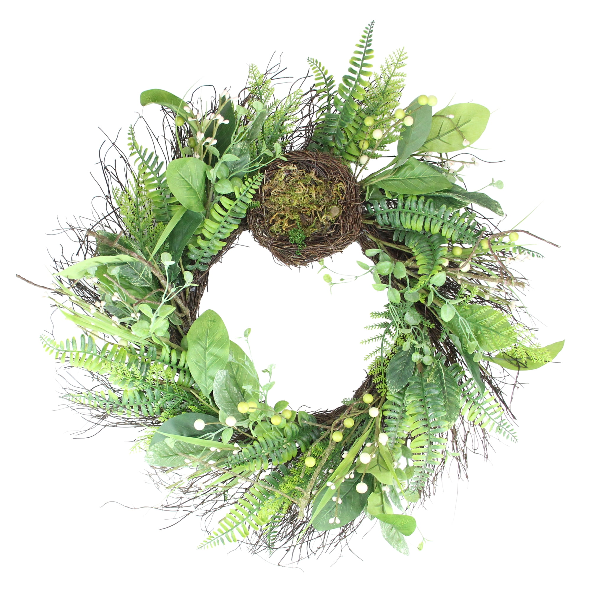 Northlight Plastic Foliage Artificial Spring Wreath, with Nest 24 ...