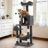 NiamVelo Large Adult Kitty 54-in Tall Double Condo Cat Tree Tower ...