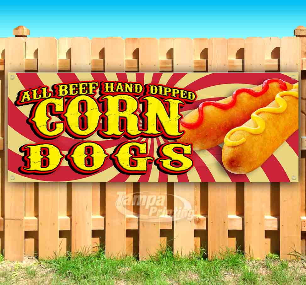 ALL BEEF HAND DIPPED CORN DOG 13 oz heavy duty vinyl banner sign with ...