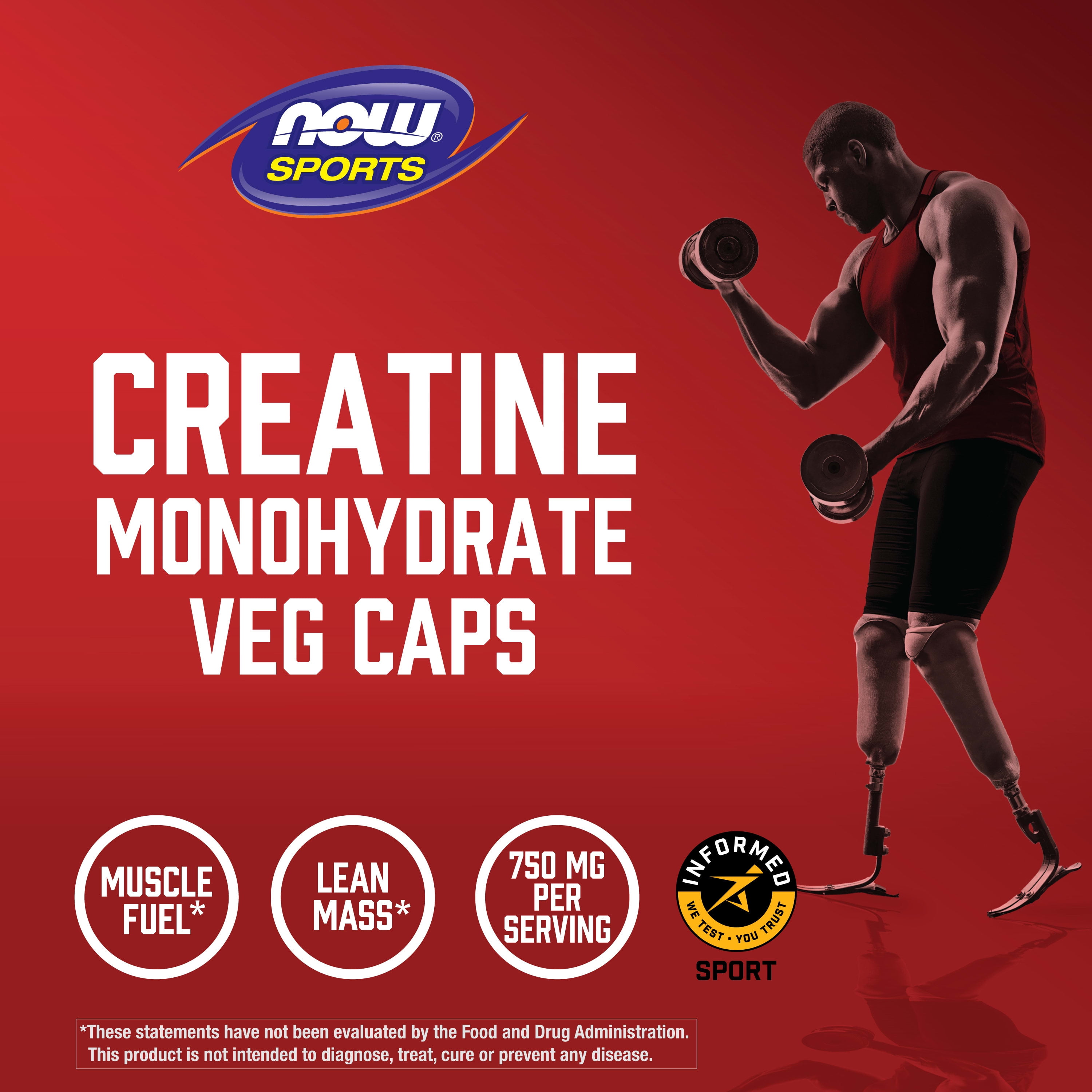 NOW Sports Nutrition, Creatine Monohydrate 750 mg, Mass Building ...