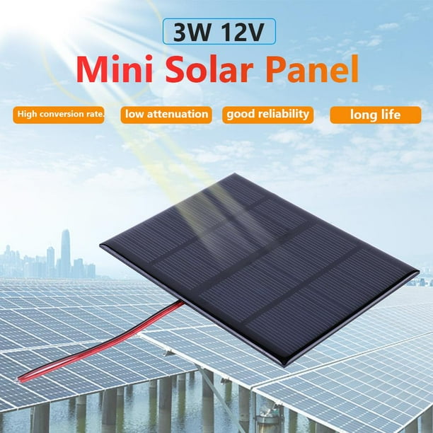 Mini panel solar 3W 12V Módulo de celda pequeña para batería de 9-12V ...