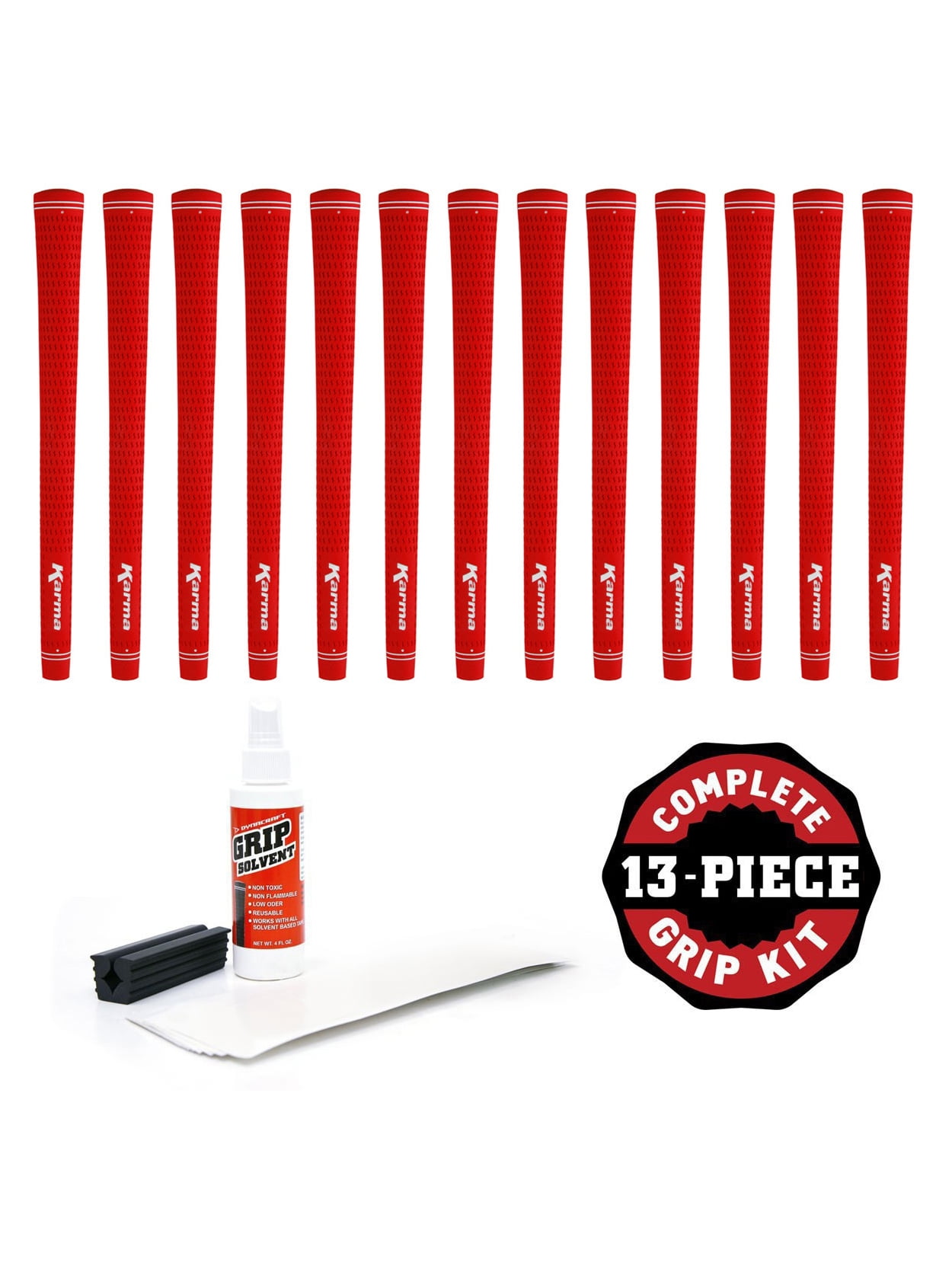 Karma Velour Red Golf Club Grip Kit: 13 Standard Grips, Solvent & 2 ...
