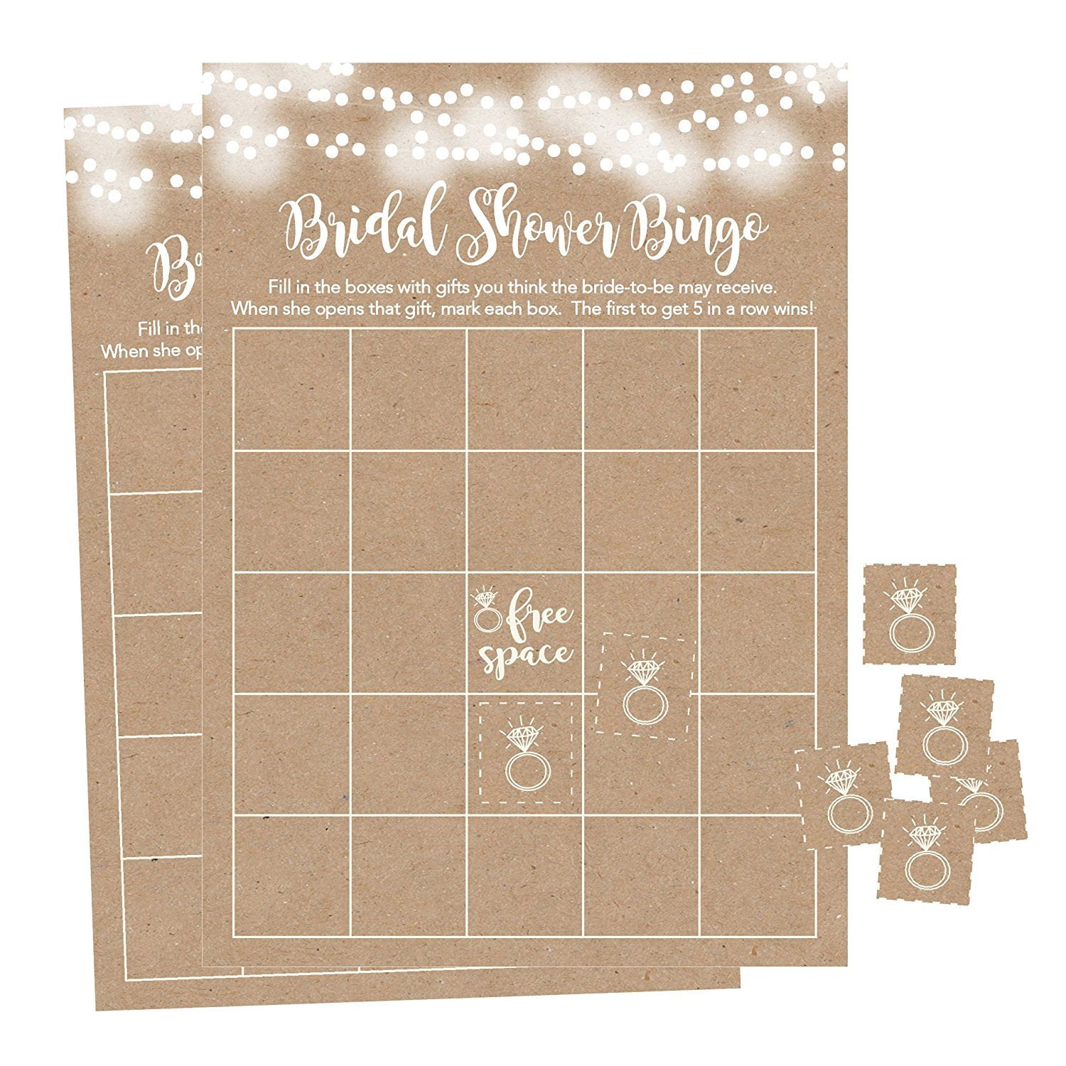 Rustic Faux Wood Bridal Shower Game Bingo Blank Cards Party Supplies ...