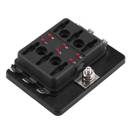 Fuse Box, LED Warning Light 6 Way Fuse Holder For Boat For Van For Car ...