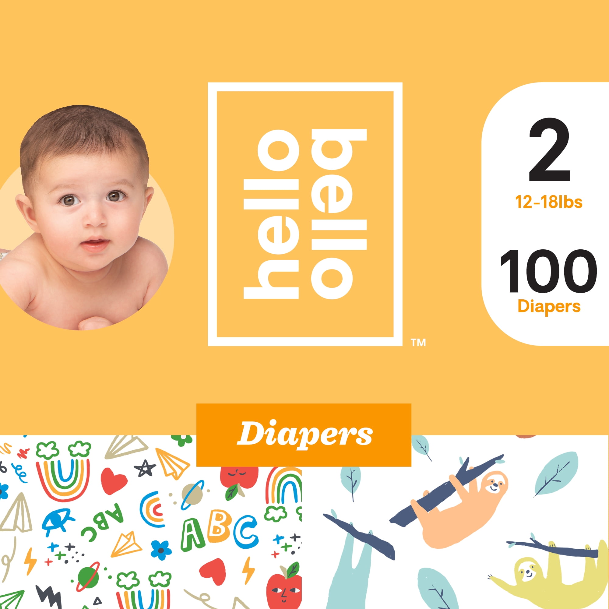 Hello Bello Diapers Club Box - Sleepy Sloths & Doodles - Size 2 (100ct ...