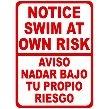 No Lifeguard on Duty Swim at Own Risk Sign - Walmart.com