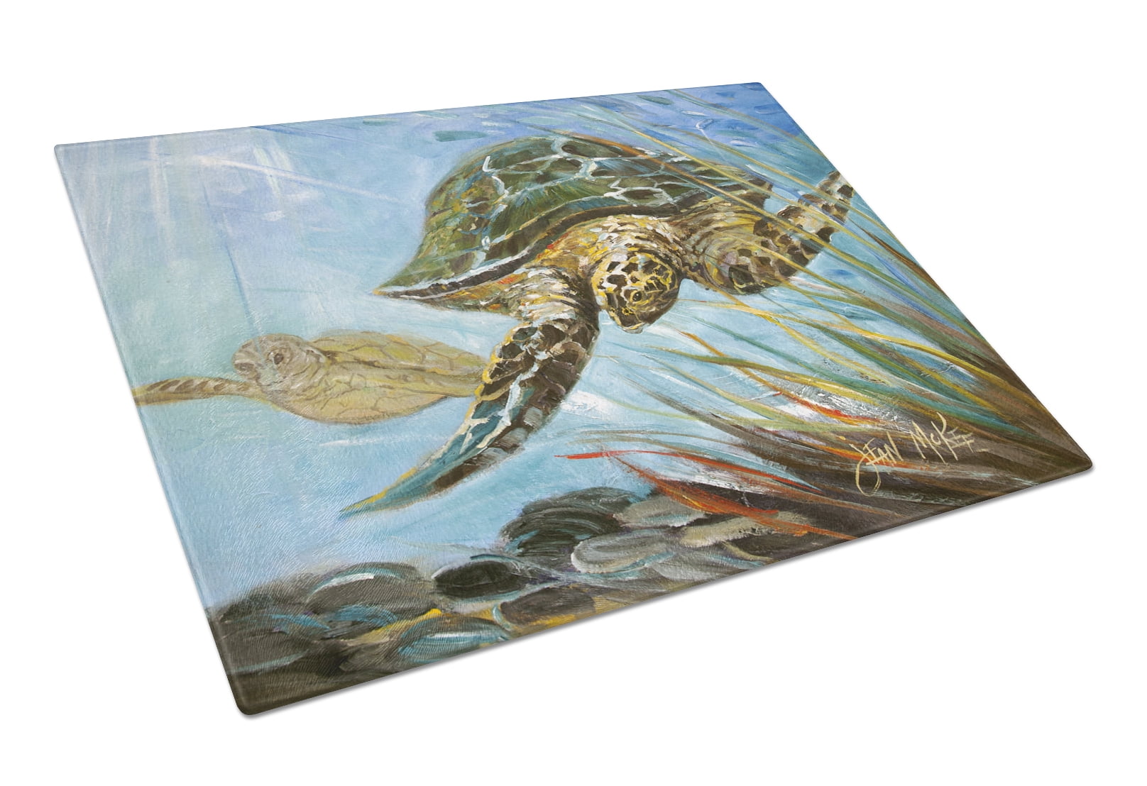 Caroline's Treasures Loggerhead Sea Turtle Glass Cutting Board Large ...