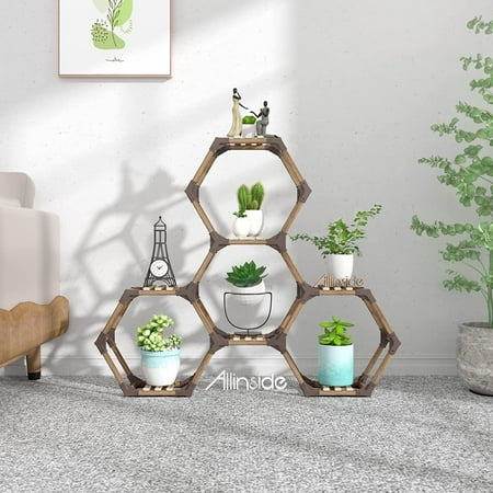 Hexagonal Plant Stand Indoor Outdoor, DIY 7 Tiered Wooden Plant Stands ...
