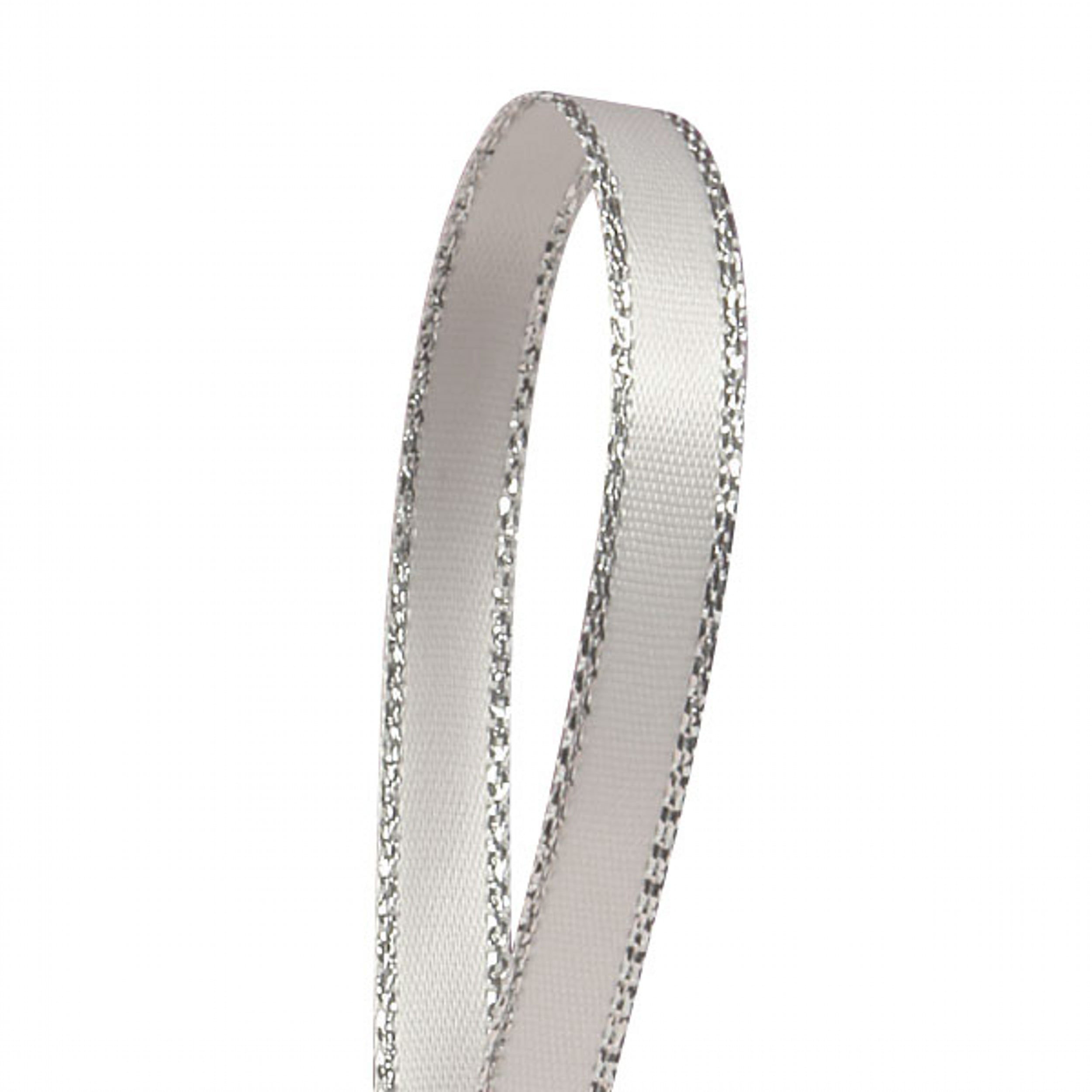White Solid Color 3/8-Inch Silver Edge Ribbon, 50-Yards - Walmart.com
