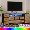 9 Drawer Dresser TV Stand with LED Light & Power Outlet, Rustic Long ...