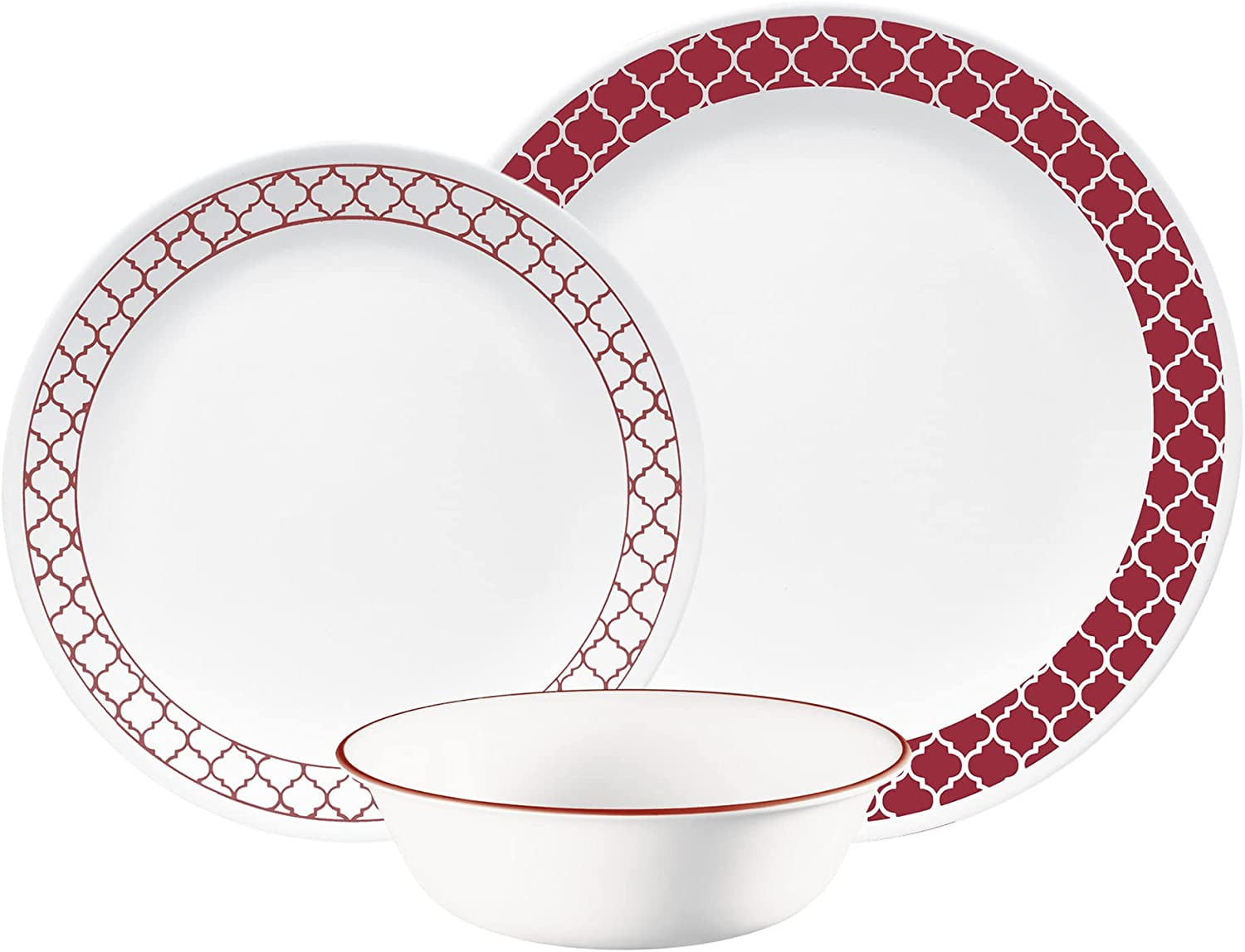 Corelle Dinnerware Set (12pc Set, Crimson Trellis) - Walmart.com
