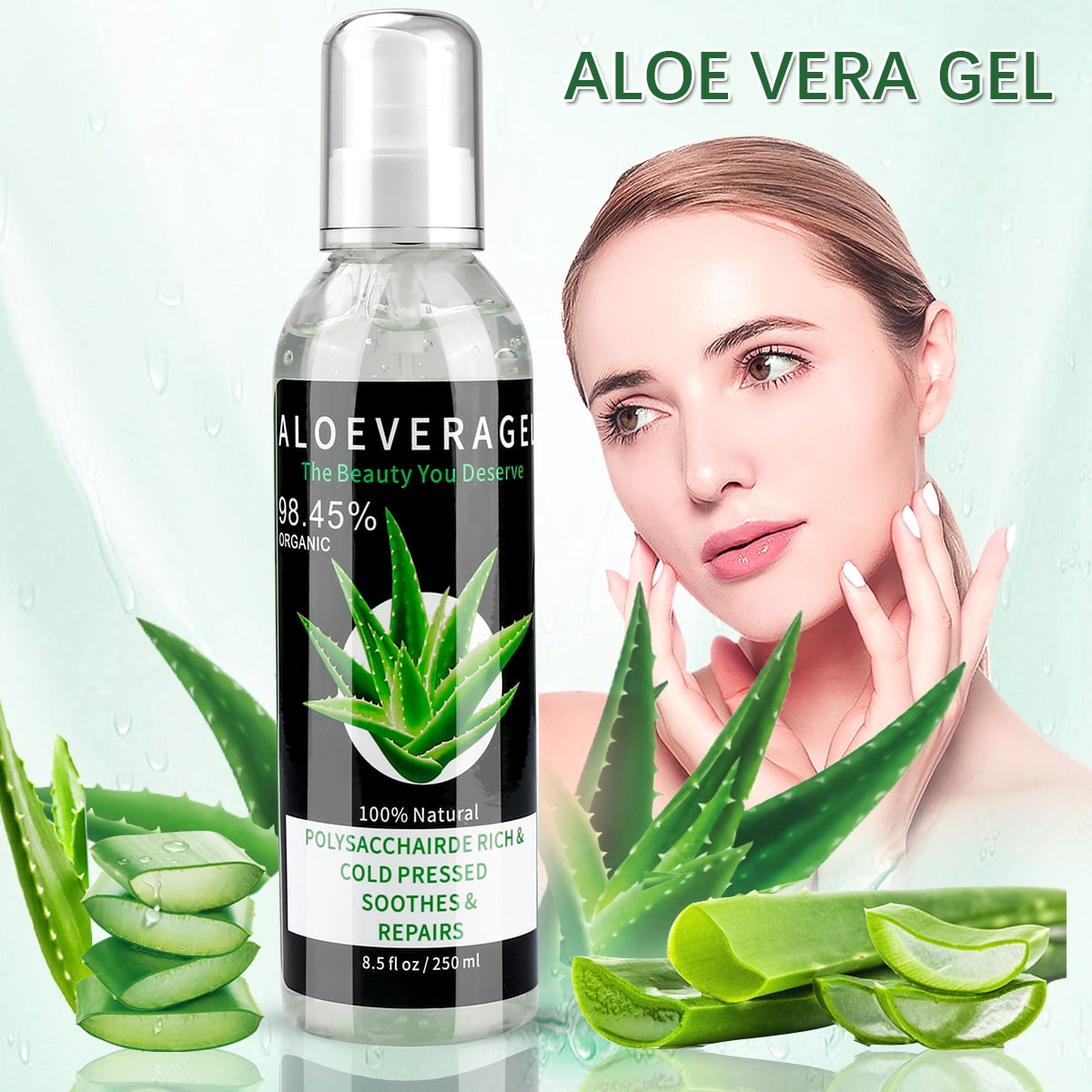 Aloe Vera Gel from Organic Cold Pressed Aloe for Face, Body, and Hair ...