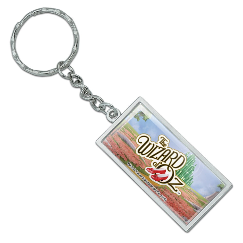 Rectangle The Wizard of Oz Ruby Slippers Logo Keychain in Chrome Plated ...