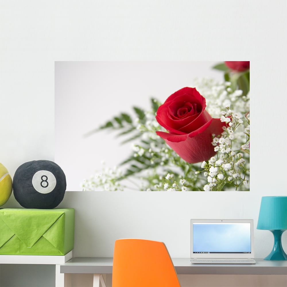 Single Red Rose Wall Decal by Wallmonkeys Peel and Stick Graphic (36 in ...