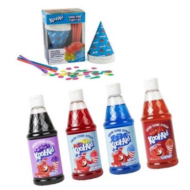 Summer Sno Snow Cone Syrup 6 Pack + 50 Cups and 50 Straws- Blue ...