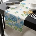 Blue Floral Table Runner 90 Inches Long - Summer Botanical Hydrangeas ...