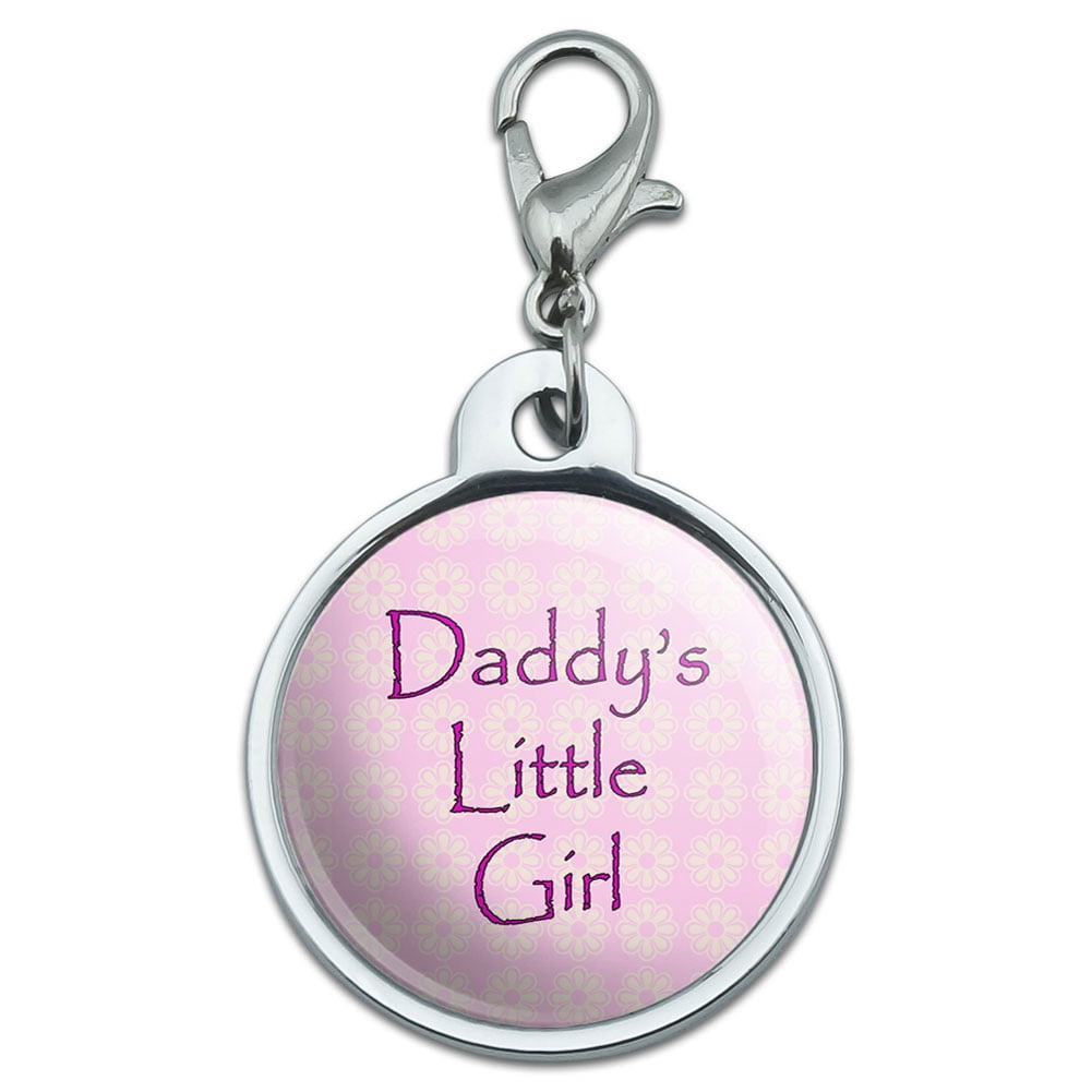 Daddy's Little Girl Pink with Flowers Small Metal ID Pet Dog Tag ...