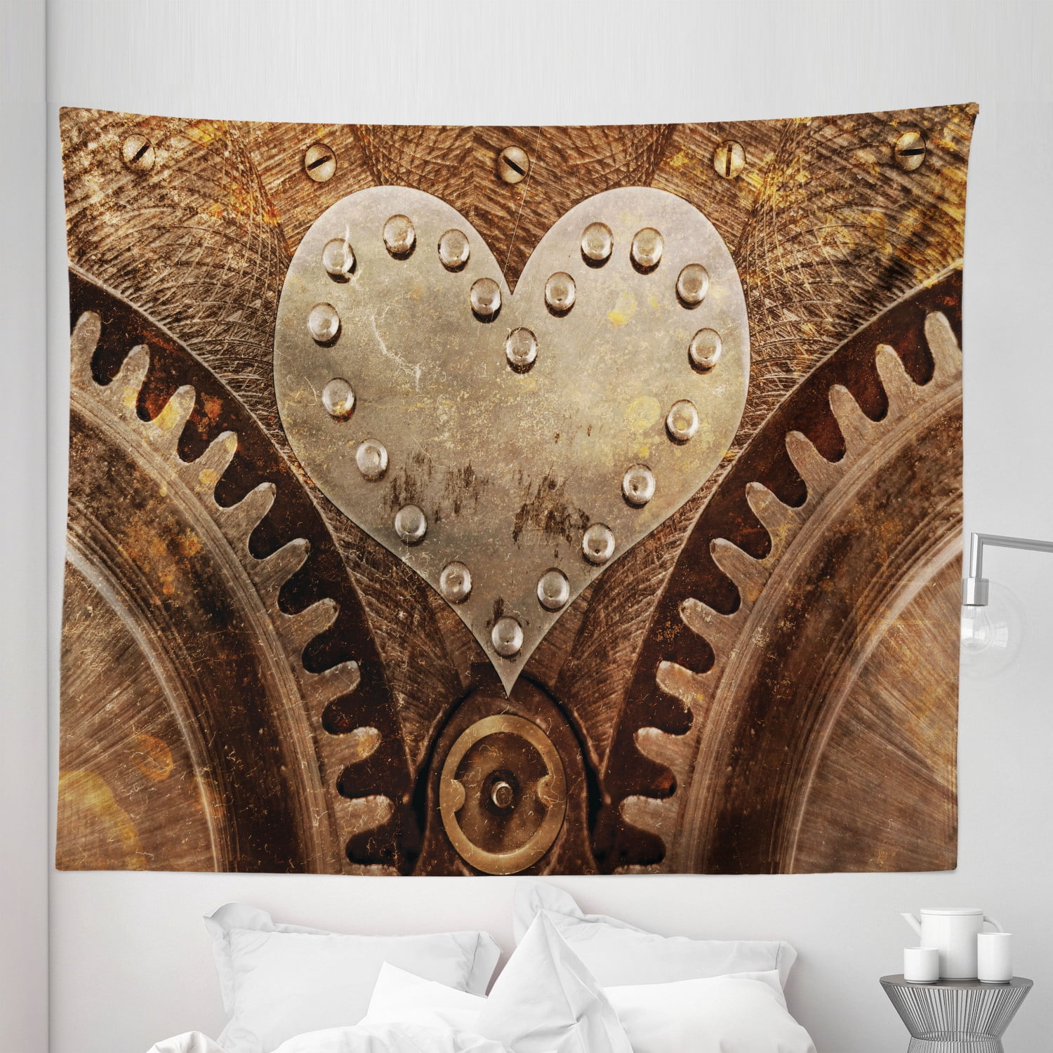 Steampunk Tapestry, Grungy Background with Close up Image of Heart Form ...