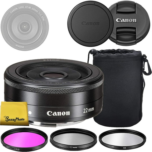 Canon EF-M 22mm f/2 STM Compact System Lens + Buzz-Photo Accessory Starter Bundle (White Box ...