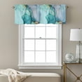 Abstract Teal Valance Curtains for Windows, Blue Gold Marble Natural ...