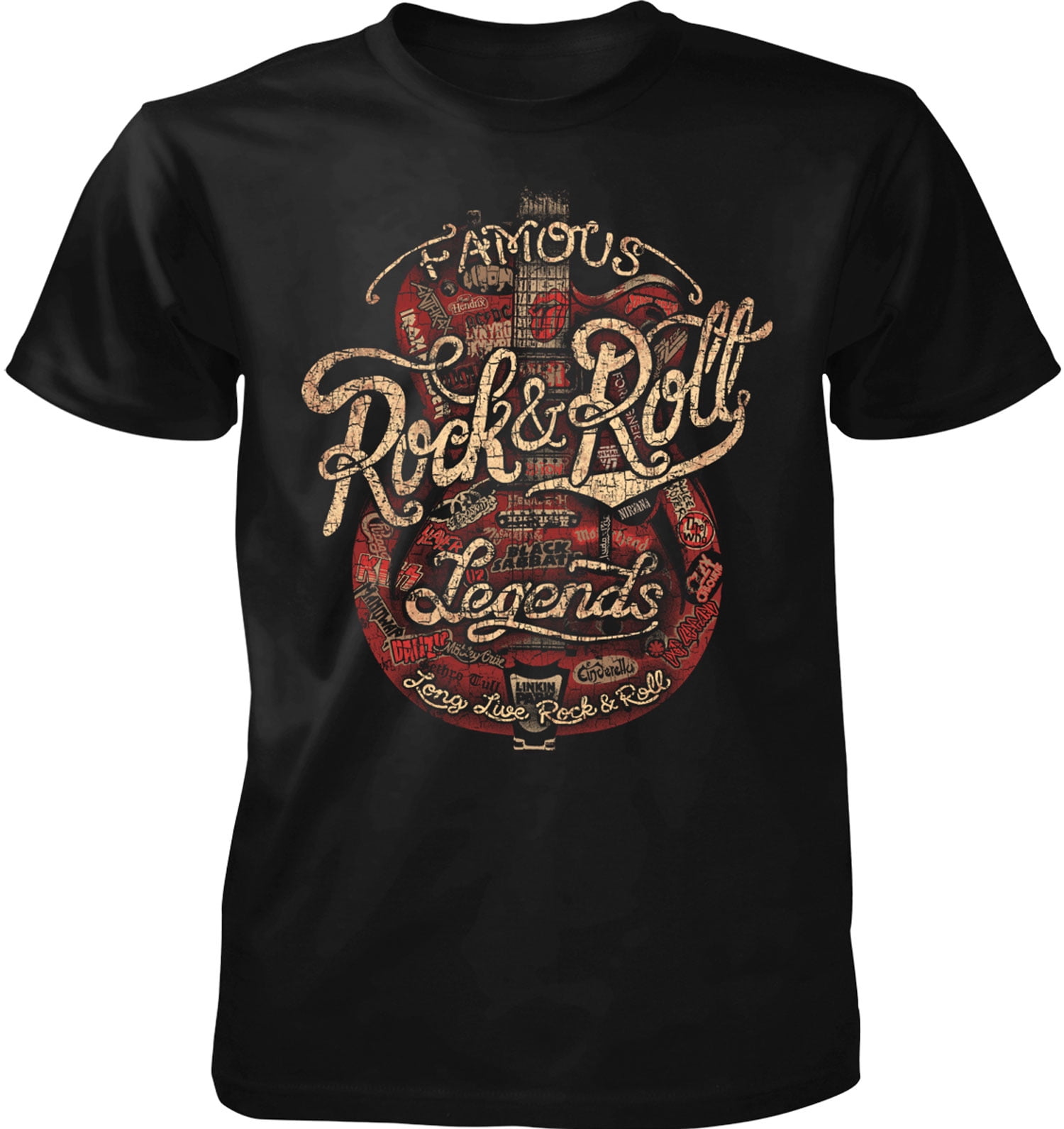 Famous Rock & Roll Legends Guitar Adult T-Shirt - Walmart.com