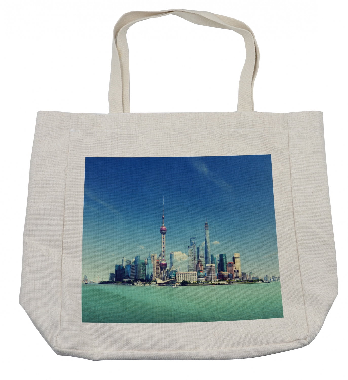 China Cityscape Shopping Bag, Shanghai Skyline Pudong River Scene ...