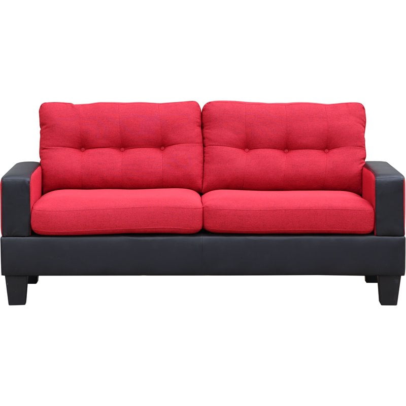 Titanic Furniture Betty 2-Seater Sofa with Tufted Back in Black PVC/Red ...