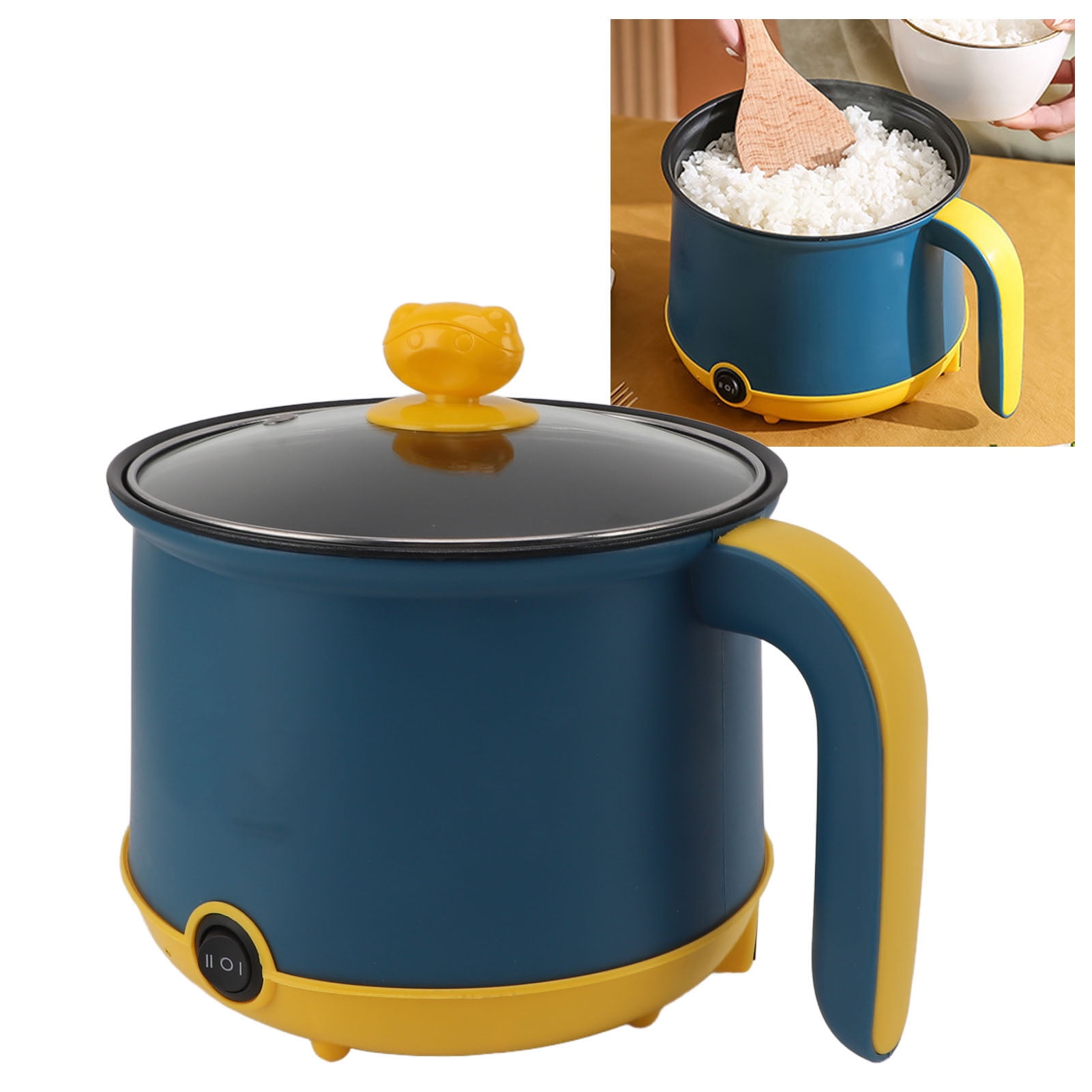 Electric Mini Hot Pot 1.8L 600W Non Stick Stainless Steel Cooker with 2 ...