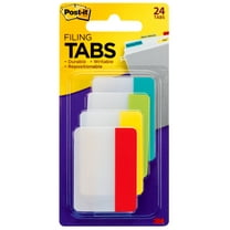Tabs, Lined, 1/5-Cut Tabs, Assorted Primary Colors, 2" Wide, 24/Pack ...