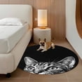 Civet Cat Round Rugs for Living Room 5ft Modern Black White Cat Face ...